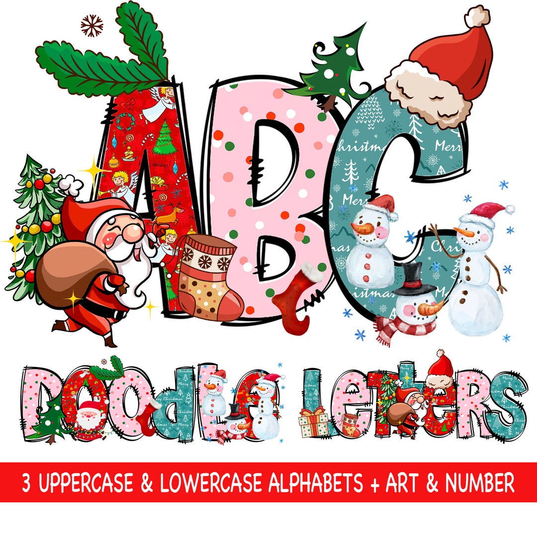 Christmas Doodle Letters Clip Art PNG Files,xmas Clipart Alphabet ...