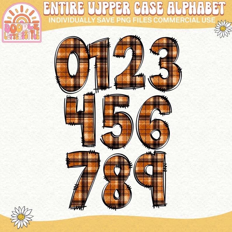 Highland Cow Lover Rustic Cowhide Doodle Alphabet Letters PNG Bundle ...