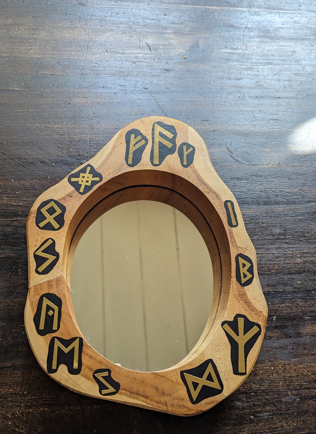 Wooden Mirror With Runes, Viking Mirror Upcycling Art - Etsy