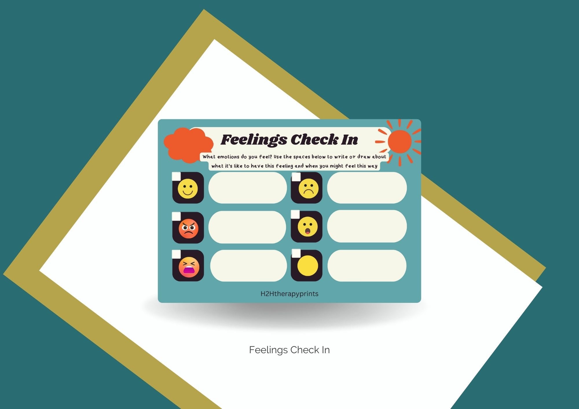Feelings Check-in Chart Colorful Identify Emotions With Checkboxes ...