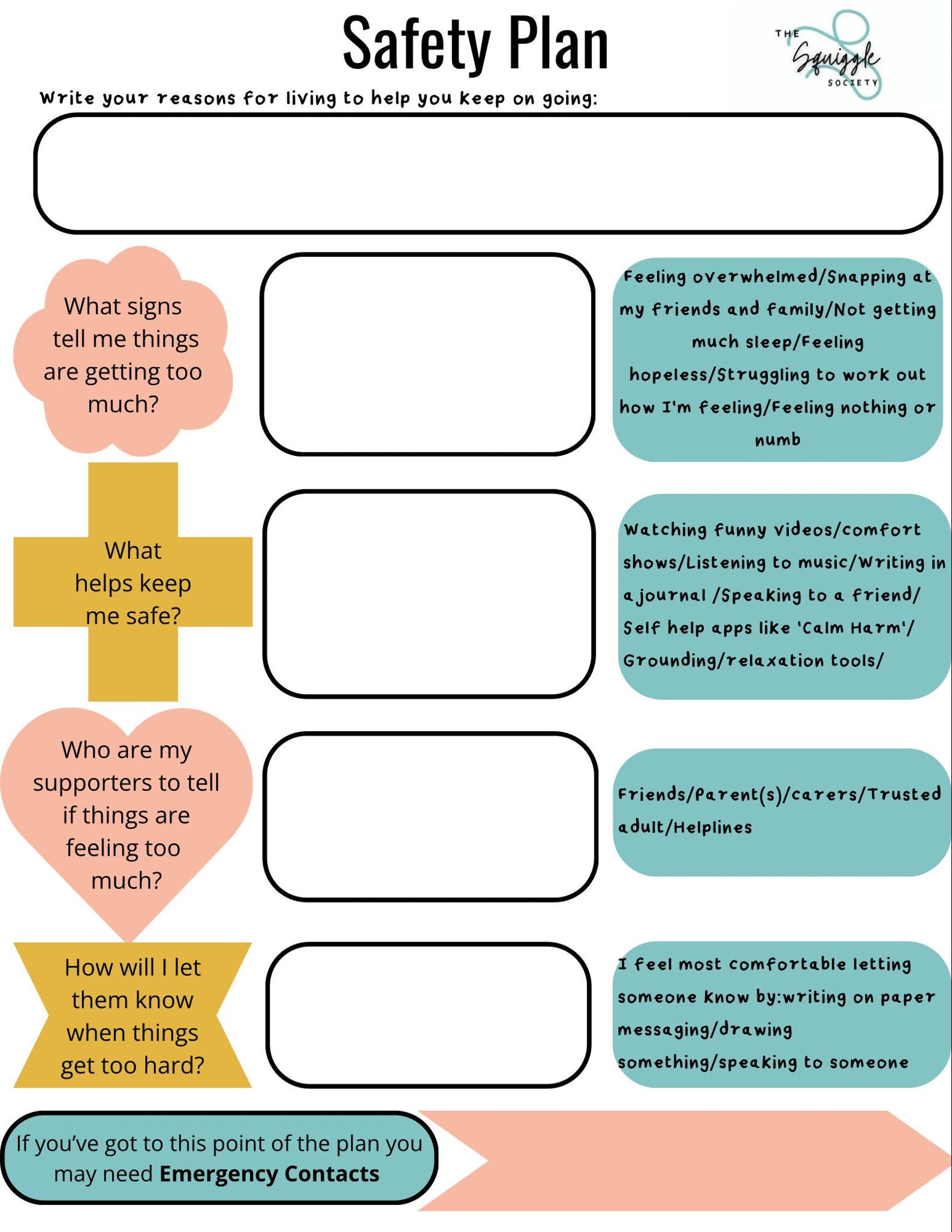 Printable Child Safety Plan | Mental Health Support for Kids & Teens ...