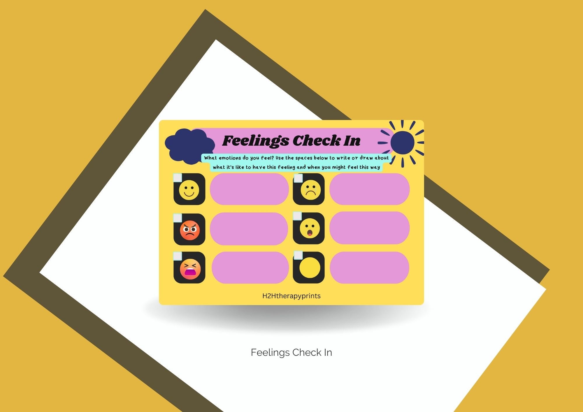 Feelings Check-in Chart Colorful Identify Emotions With Checkboxes ...