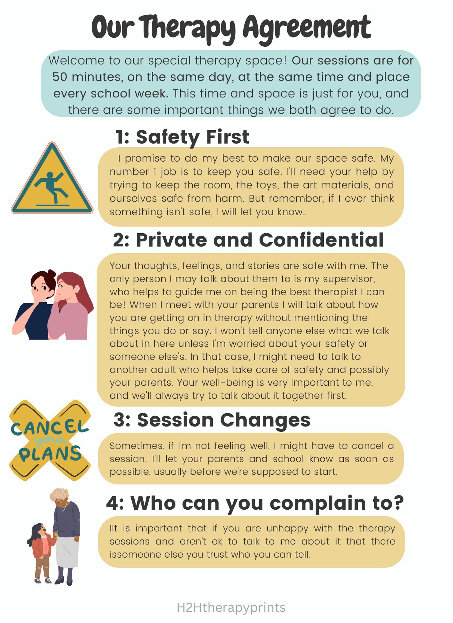 Child Therapy Agreement/contract Counselling School Therapy Mental ...