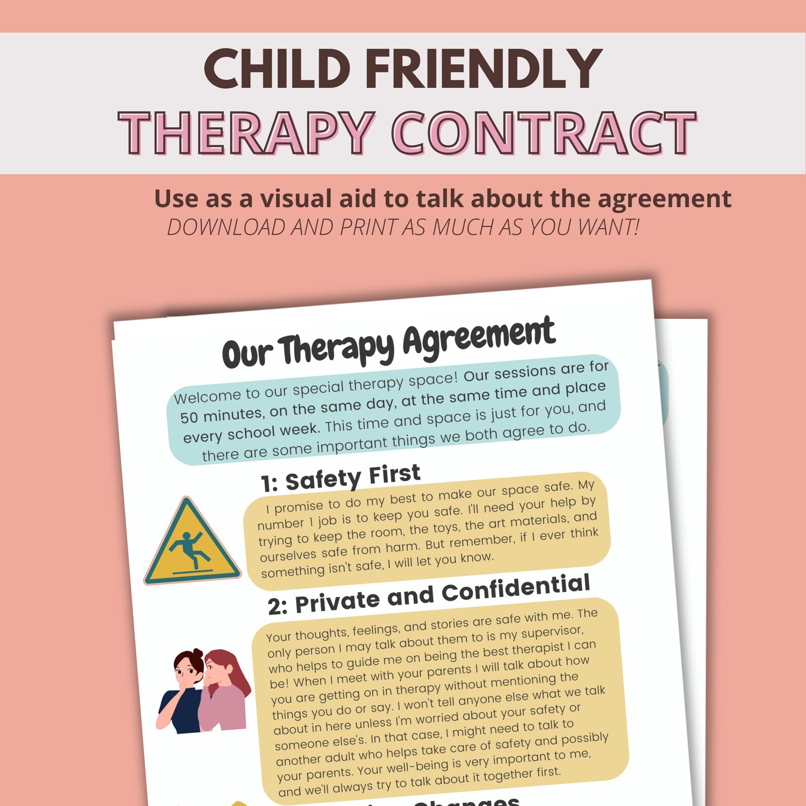 Child Therapy Contract: Visual Agreement for Counseling (canva Template ...