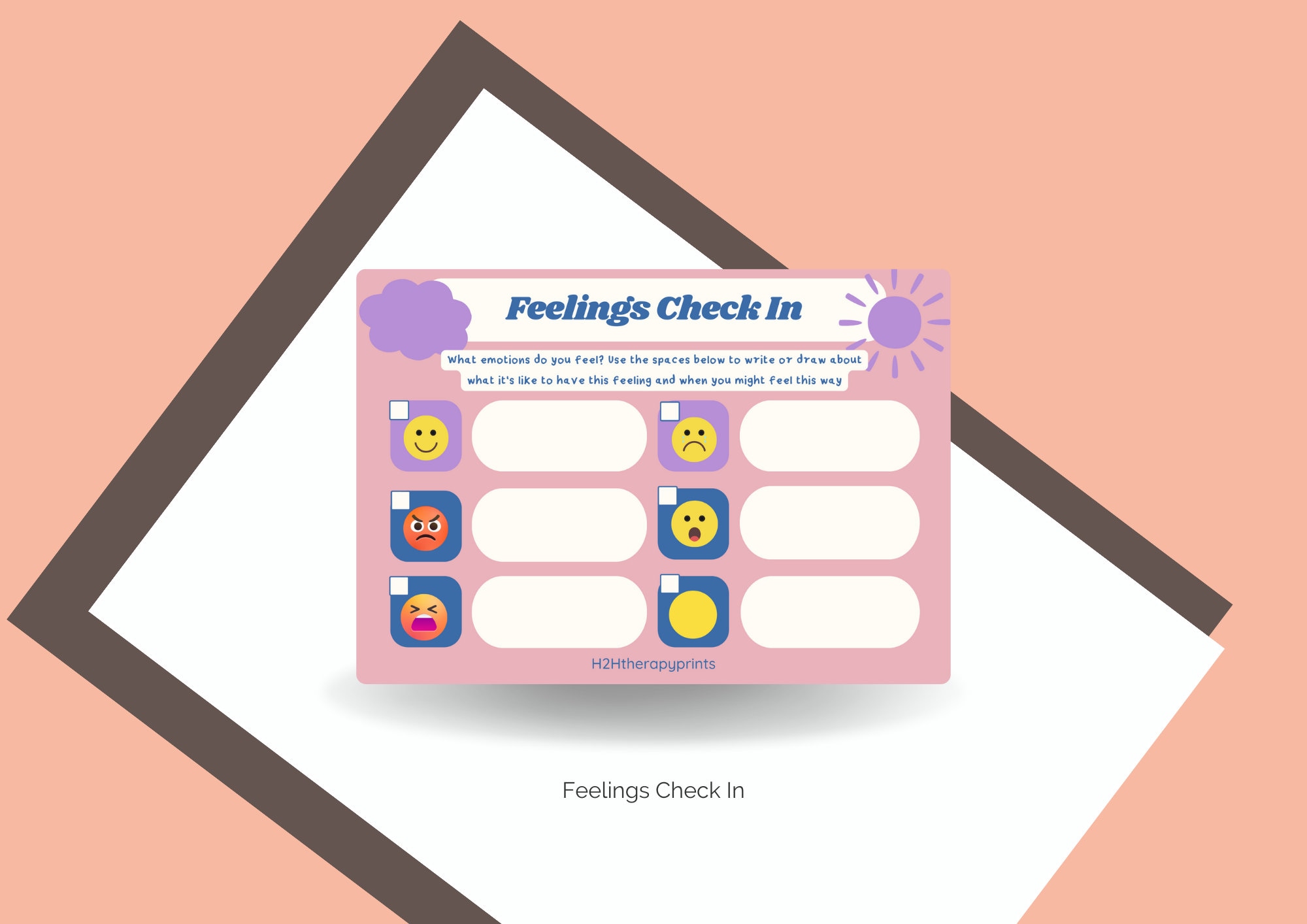 Feelings Check-in Chart Colorful Identify Emotions With Checkboxes ...