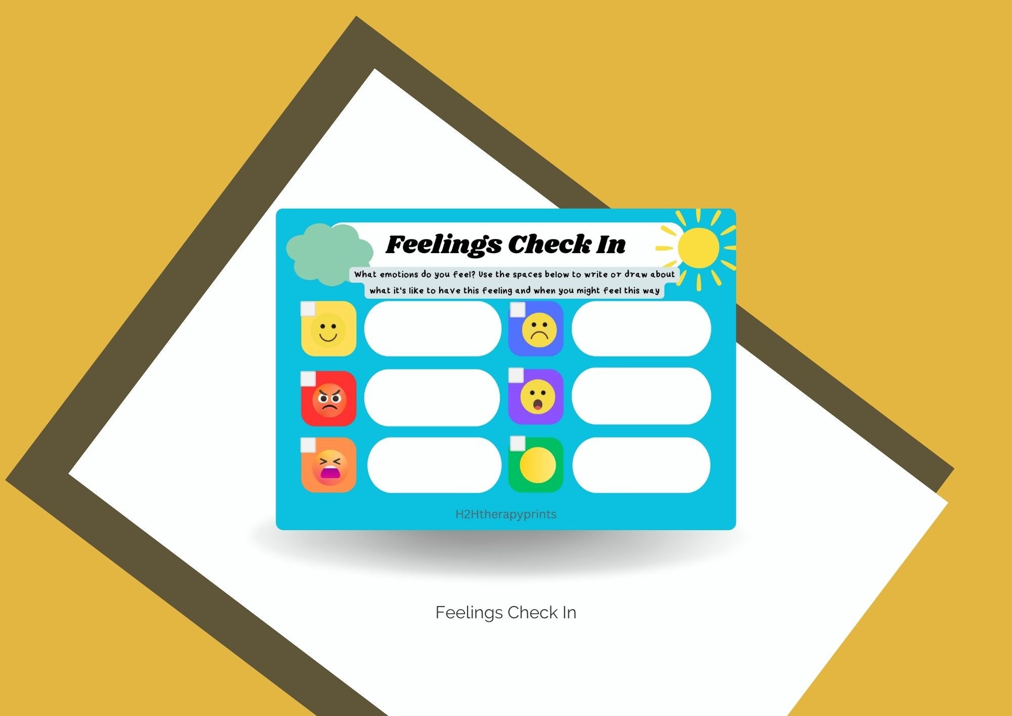 Feelings Check-in Chart Colorful Identify Emotions With Checkboxes ...