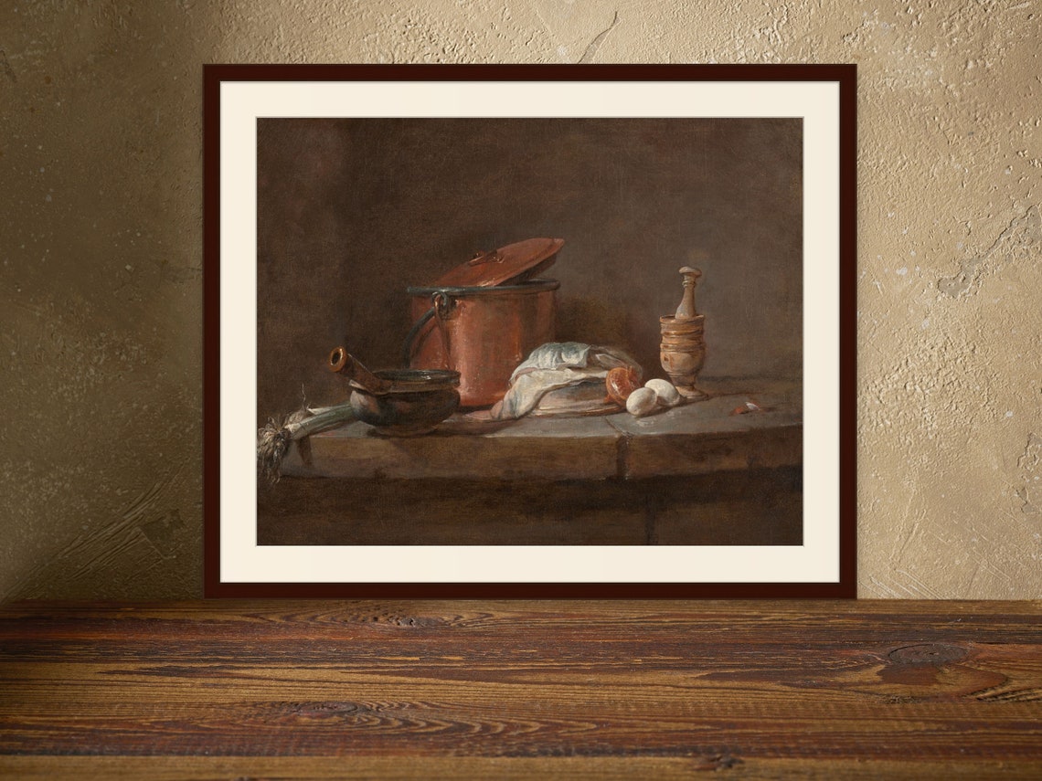 Rustic Traditional Vintage Kitchen Scene Painting Traditional Kitchen ...