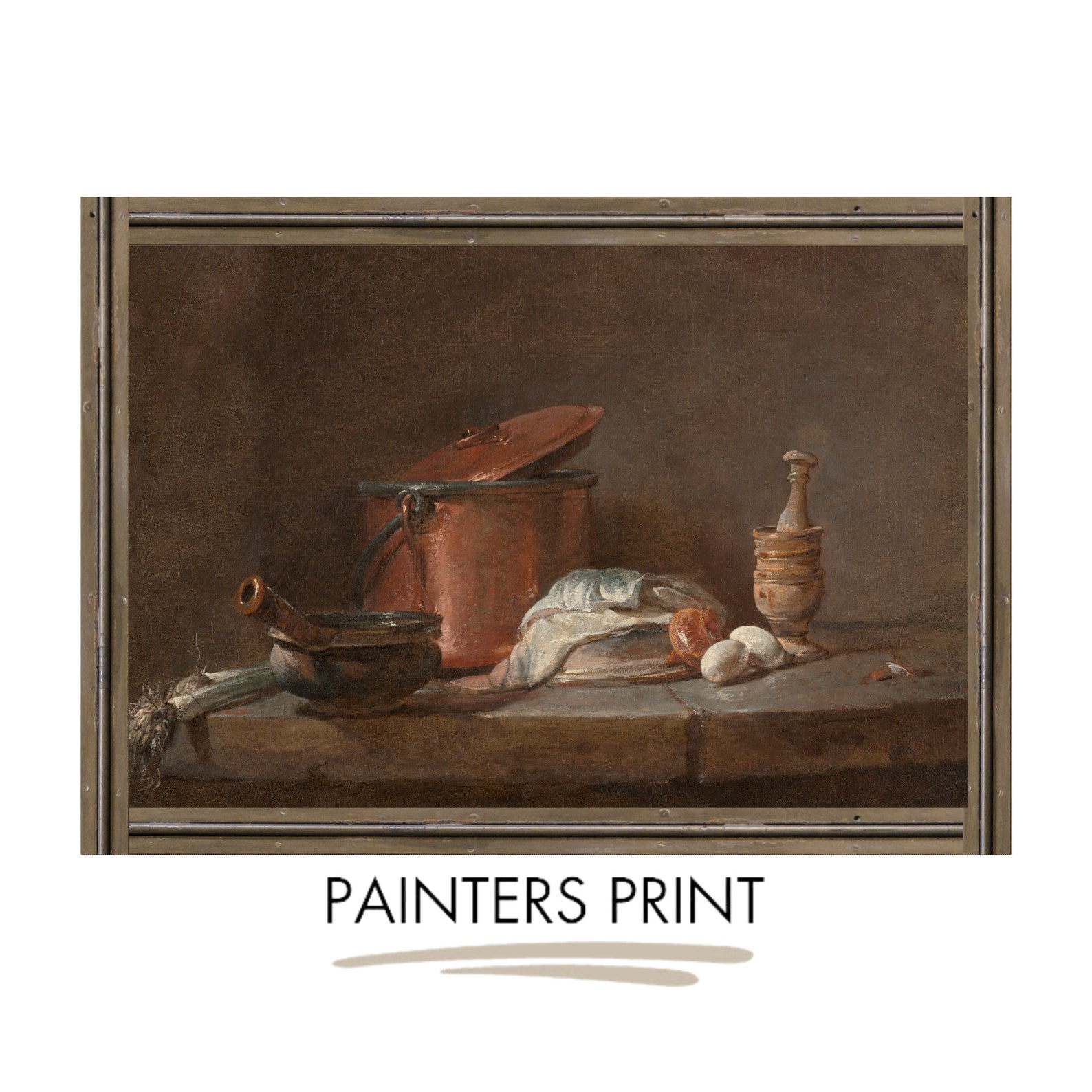 Rustic Traditional Vintage Kitchen Scene Painting Traditional Kitchen ...