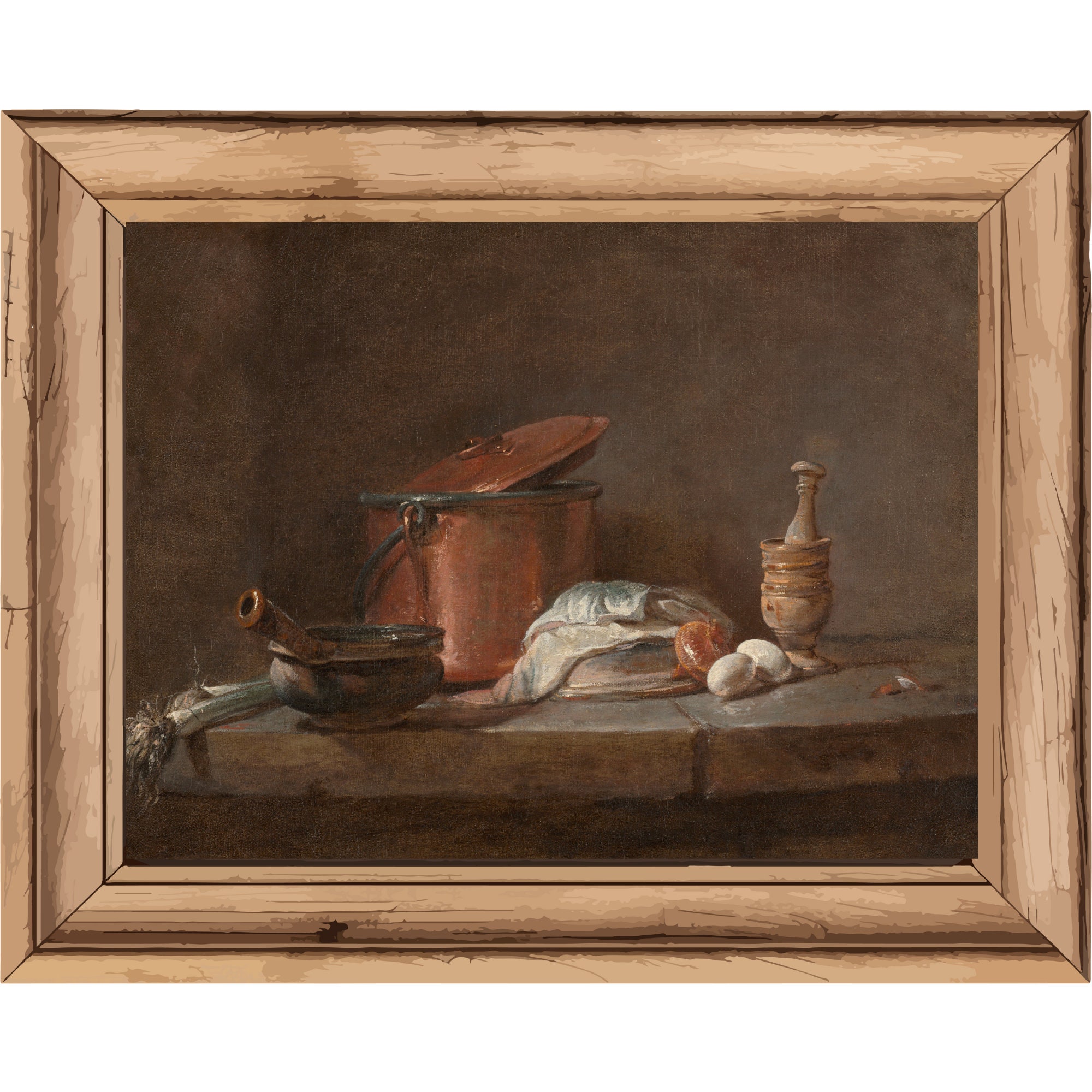 Rustic Traditional Vintage Kitchen Scene Painting Traditional Kitchen ...