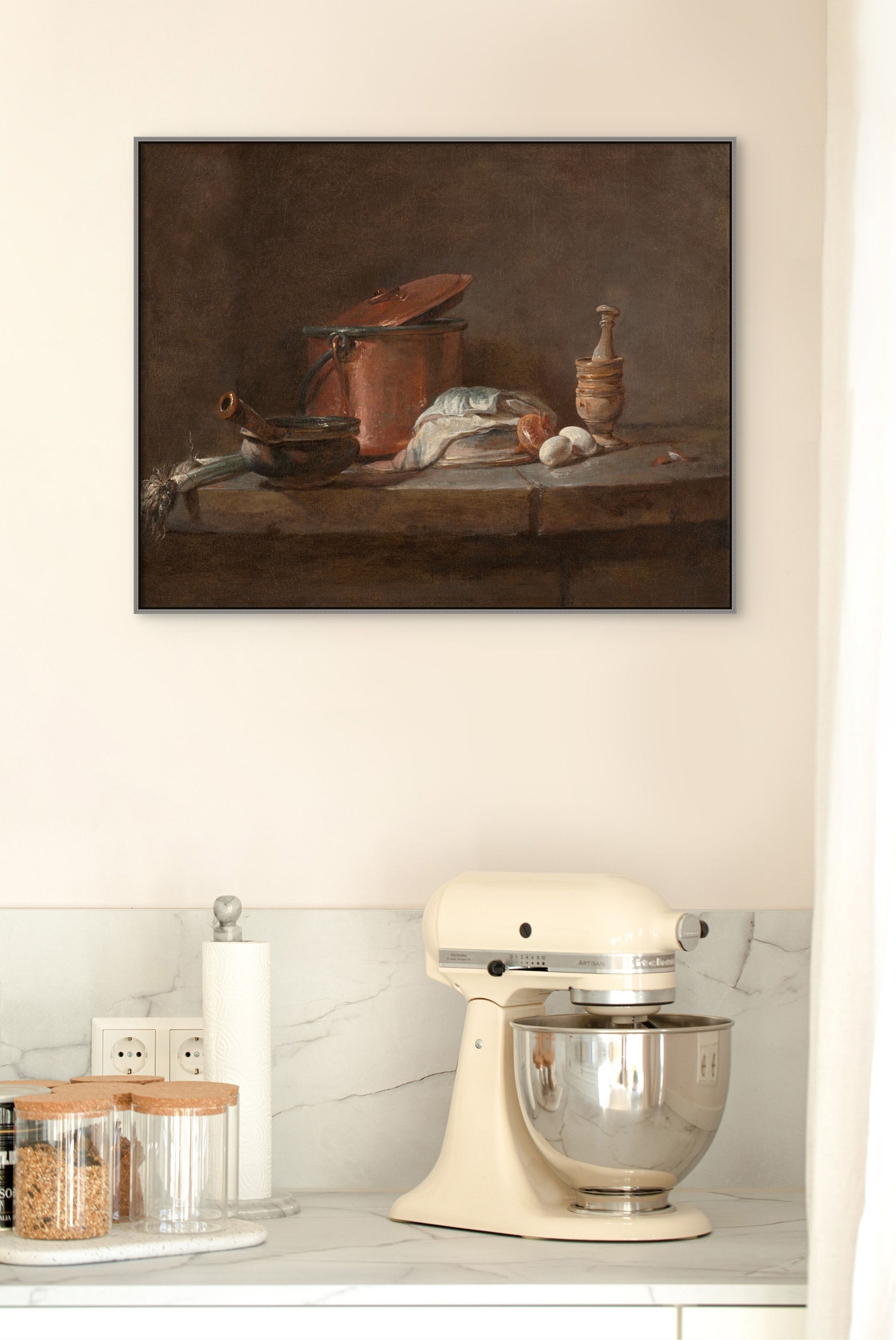 Rustic Traditional Vintage Kitchen Scene Painting Traditional Kitchen ...
