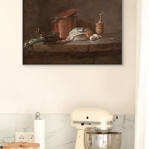 Rustic Traditional Vintage Kitchen Scene Painting Traditional Kitchen ...