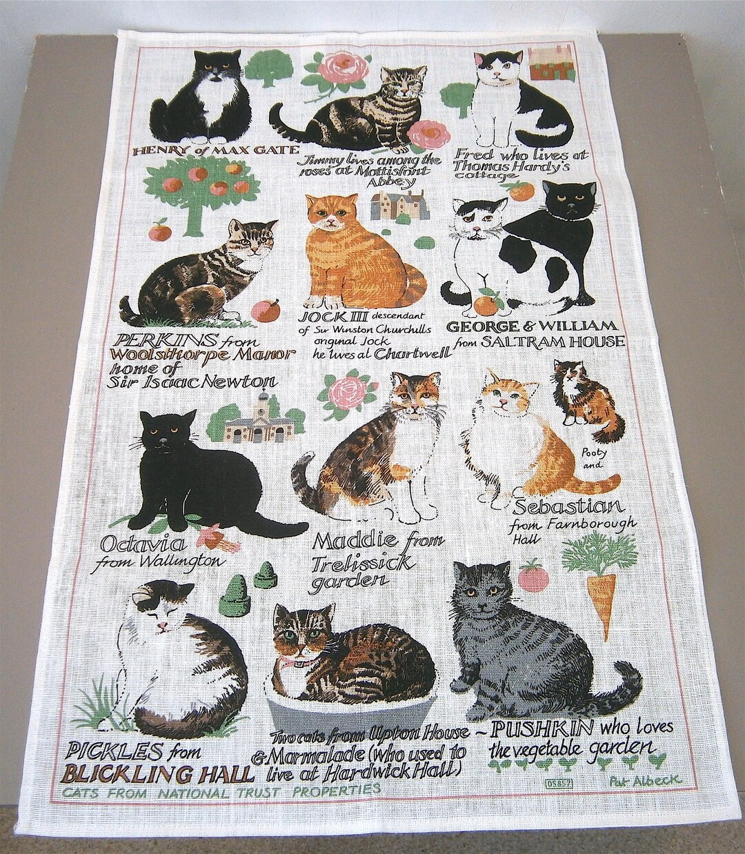 Vintage Pat Albeck National Trust Cats Tea Towel Unused Condition - Etsy