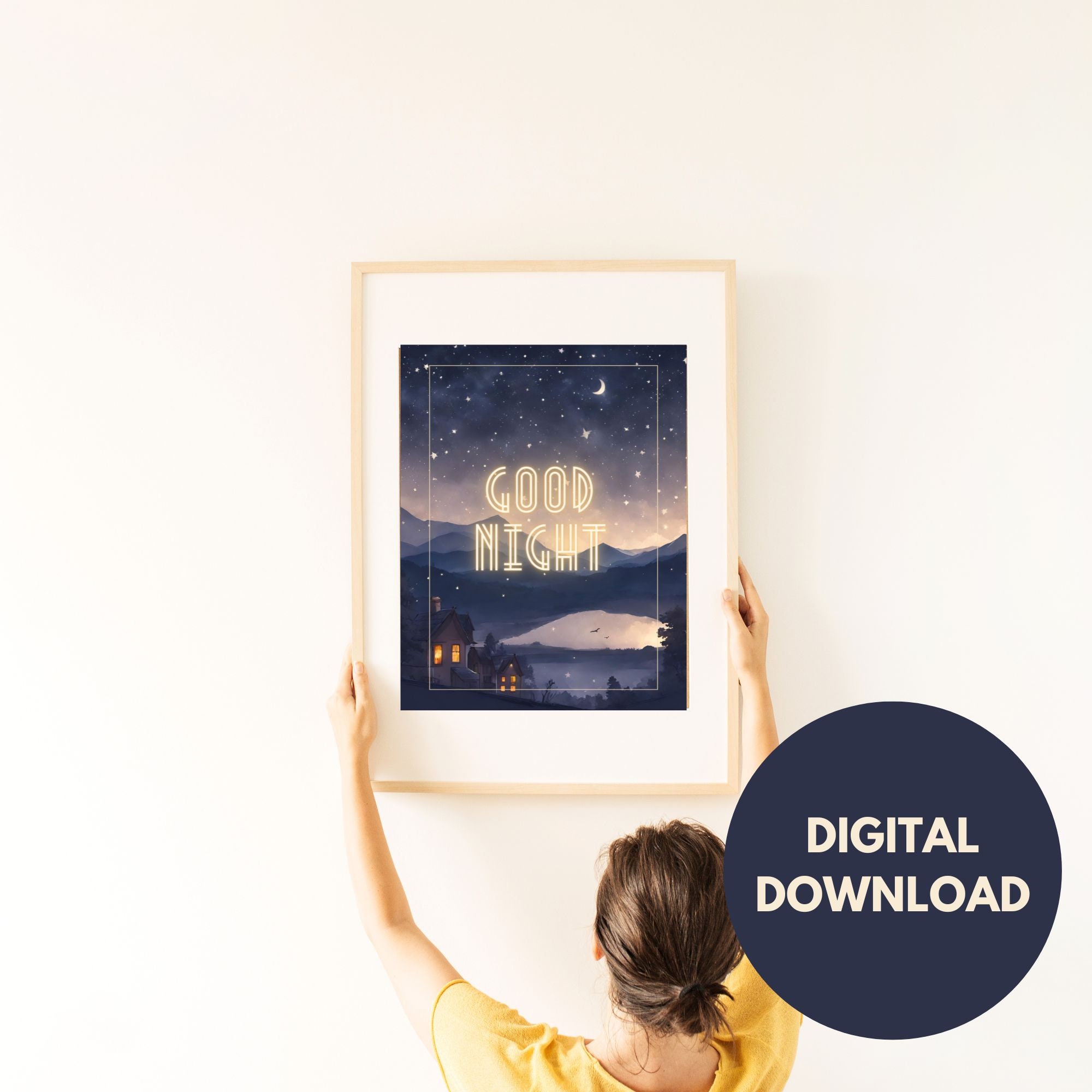 Good Night Printable Poster Wall Decoration | Sleep Well Art for ...