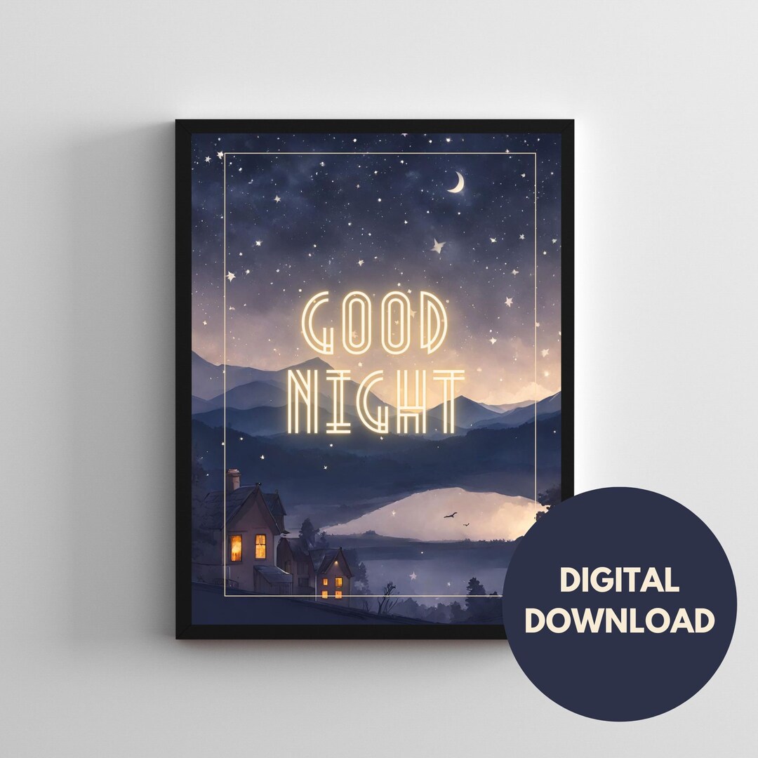 Good Night Printable Poster Wall Decoration | Sleep Well Art for ...