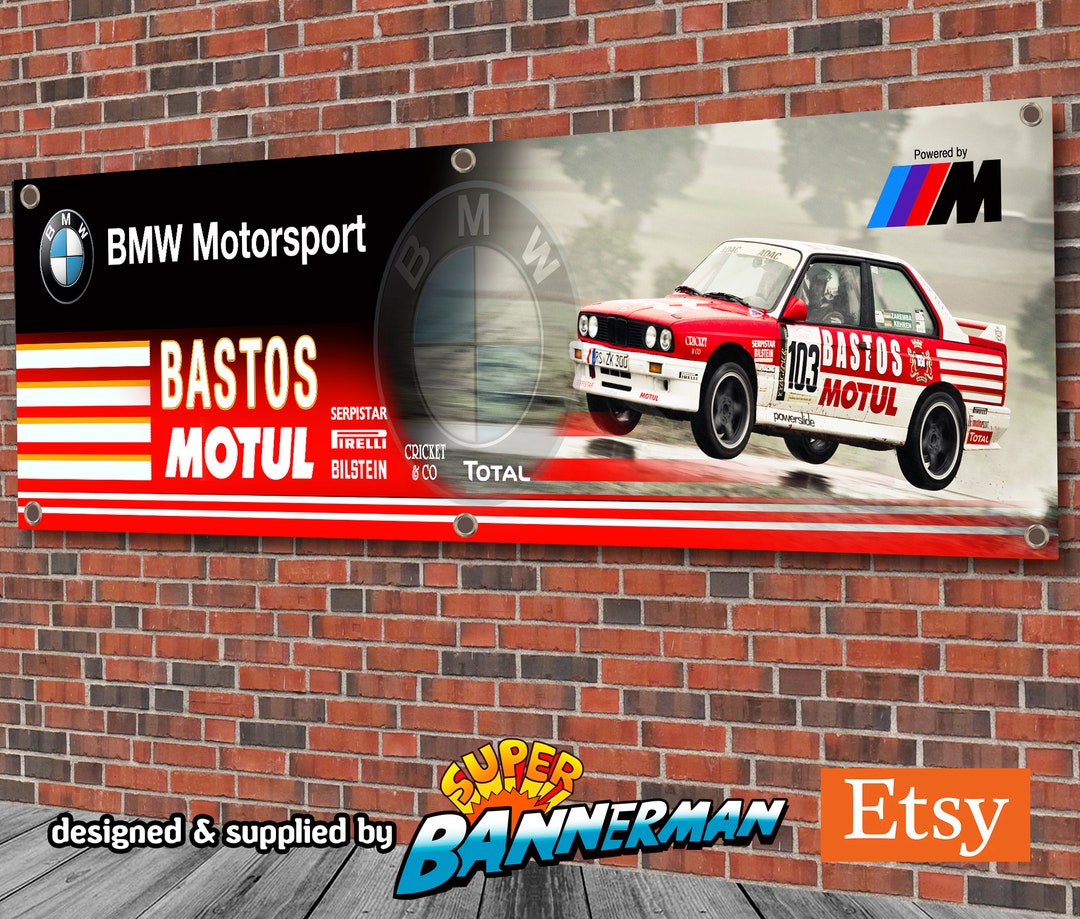 BMW E30 M3 Bastos Rally Car Banner for Garage Workshop - Etsy
