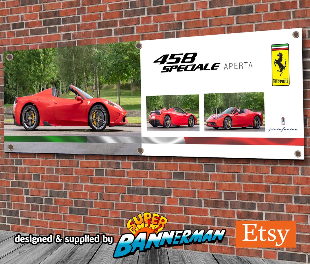 Ferrari 458 Speciale Aperta red Banner for Garage, Workshop, Showroom ...