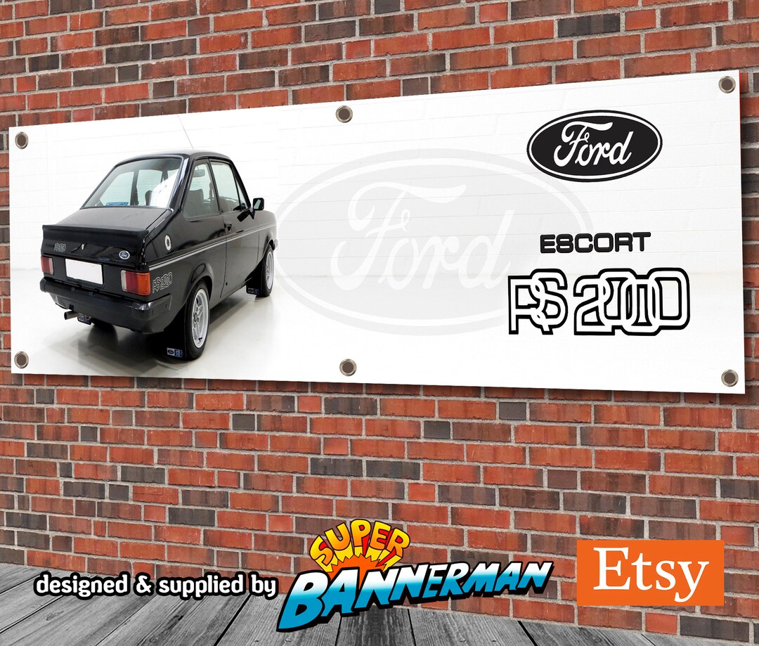 Ford Mk2 Escort RS 2000 black Banner for Garage, Workshop, Showroom Etc ...