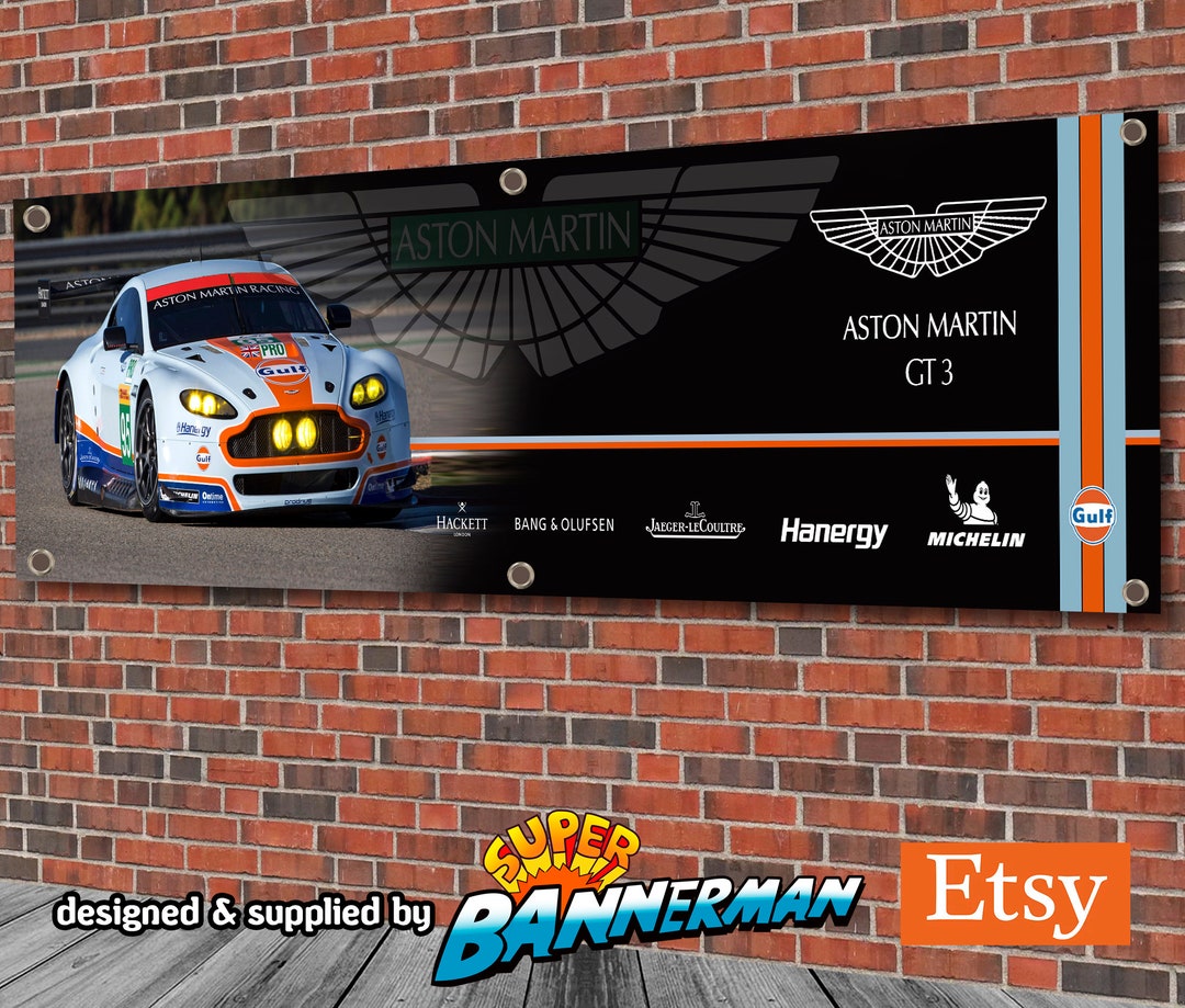 Aston Martin Vantage GT3 Gulf Racing Banner for Garage, Workshop ...
