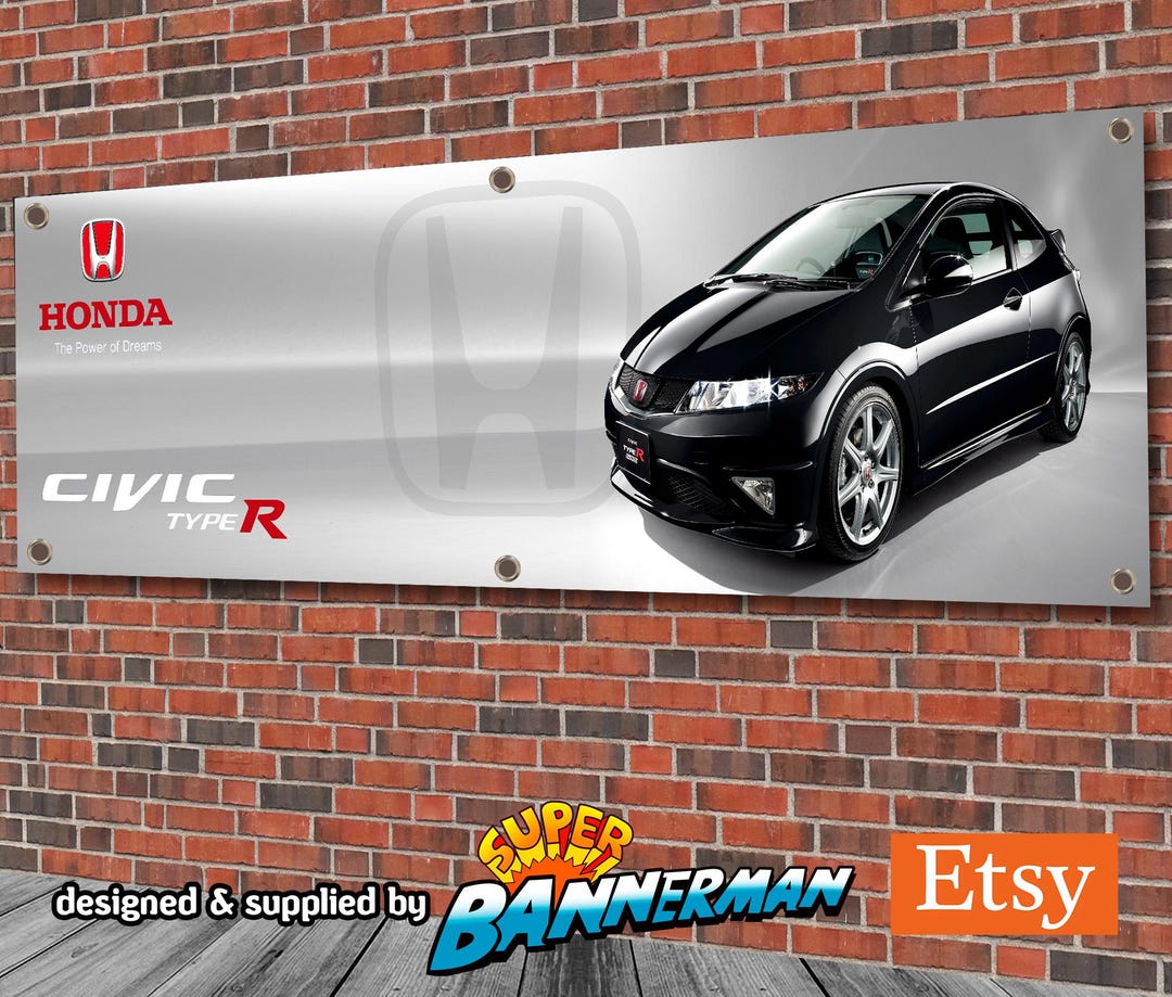 Honda Civic Type R FN2 black Banner for Garage, Workshop, Showroom Etc ...
