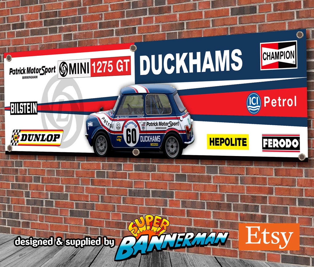 Mini 1275GT Patrick Motorsport Rally Car Banner for Garage, Workshop ...