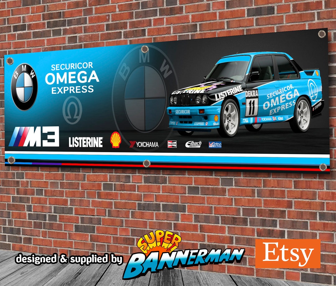 BMW E30 M3 Securicor Omega Motorsport PVC Banner for Garage, Workshop ...