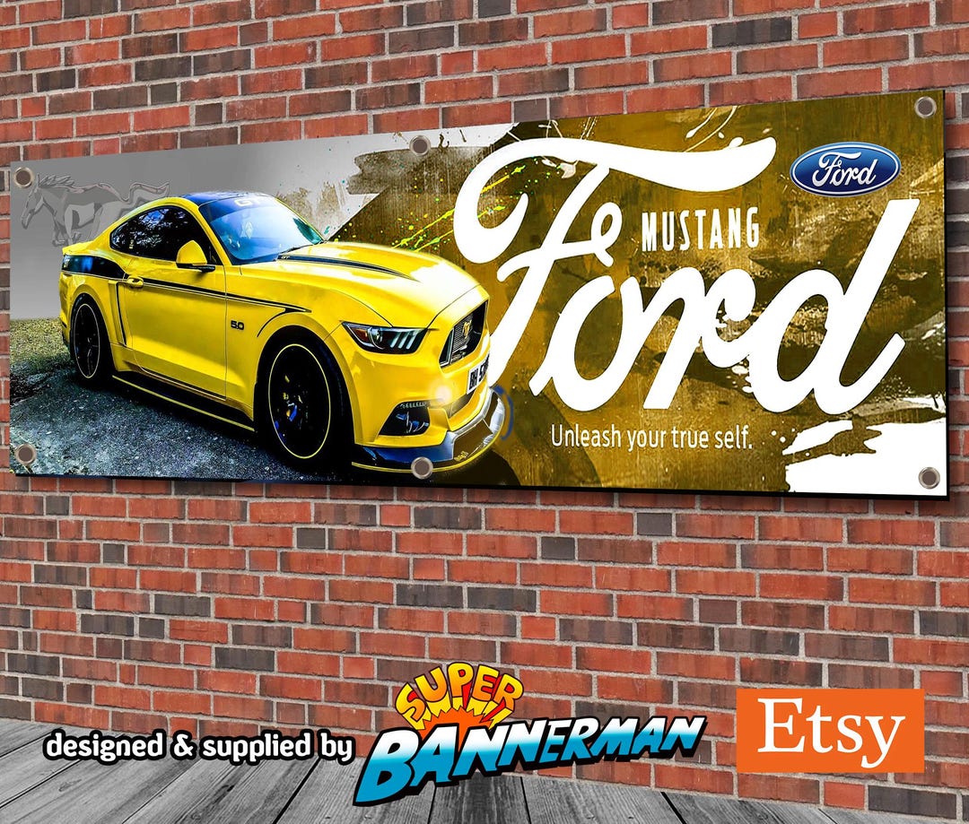 Ford Mustang yellow PVC Banner for Garage, Workshop, Showroom Etc - Etsy