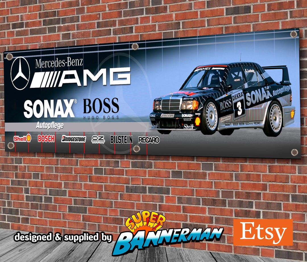 Mercedes AMG Cosworth 190e Touring Car Banner for Garage, Workshop ...