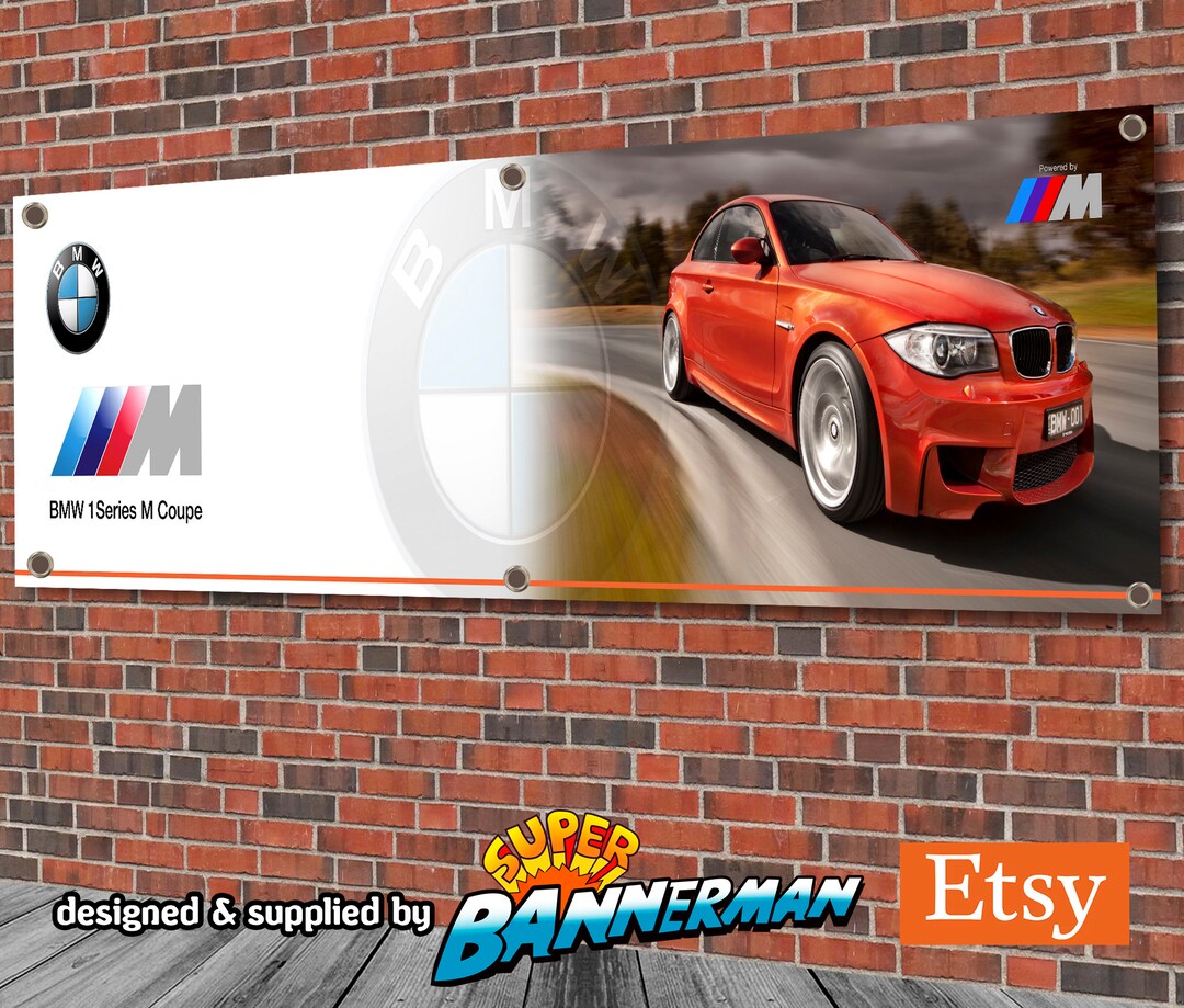 BMW 1 Series M Coupe orange Banner for Garage, Workshop, Showroom Etc ...