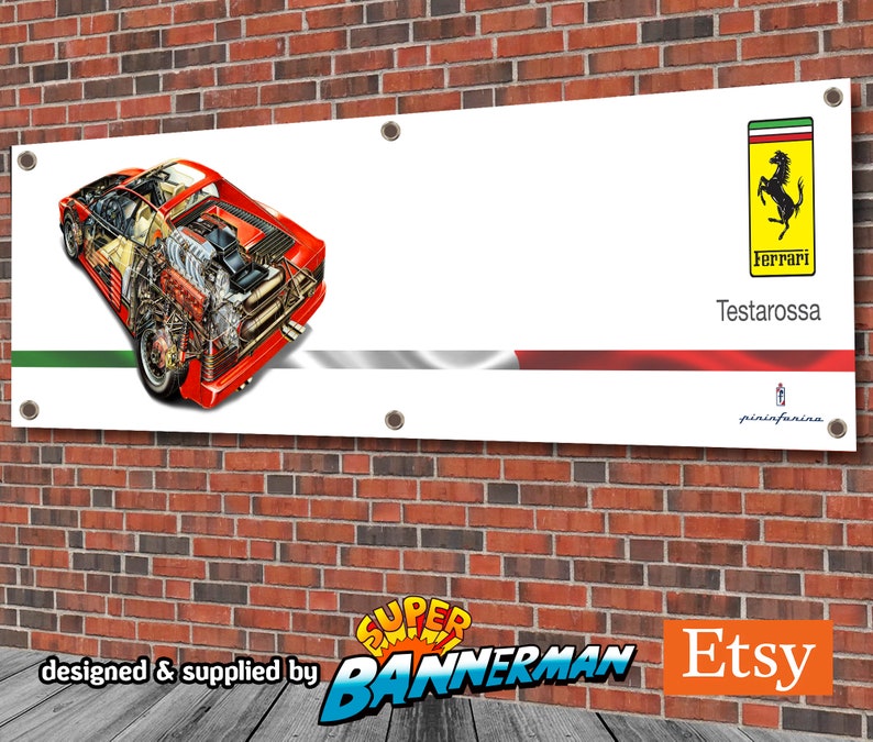 Ferrari Testarossa Cutaway Banner for Garage, Workshop, Showroom Etc ...