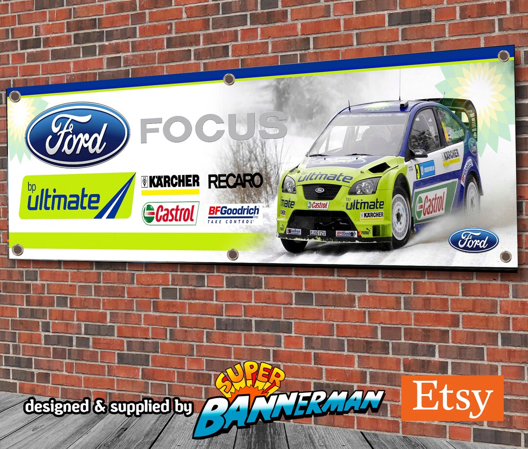 Ford Focus BP Ultimate WRC Rally Car PVC Banner for Garage, Workshop ...