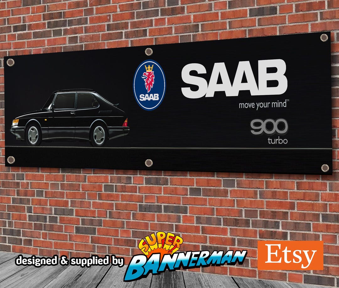 Saab 900 Turbo black Banner for Garage, Workshop, Showroom Etc - Etsy