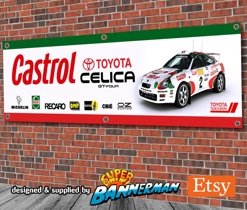 Toyota Celica GT Four Castrol Racing WRC Rally Car Banner for Garage ...