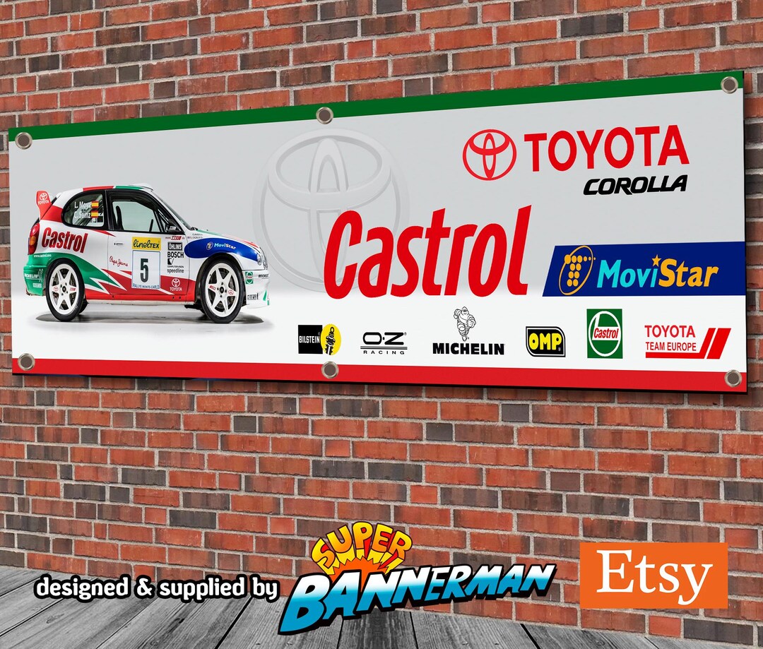 Toyota Corolla Castrol WRC Rally Car Banner for Garage, Workshop ...