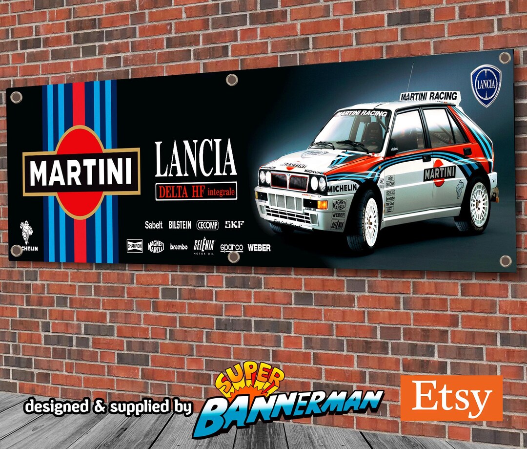 Lancia Delta HF Integrale Martini Racing Rally Car Banner for Garage ...