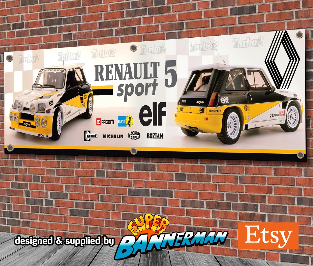 Renault 5 Turbo 2 Rally Car Banner for Garage, Workshop, Showroom Etc ...