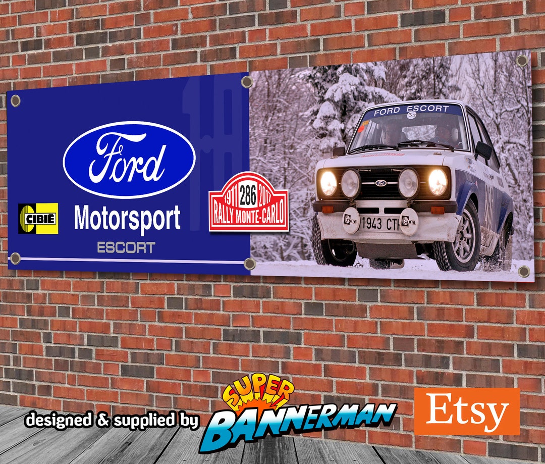 Ford Escort RS 1800 Rally Car Banner for Garage, Workshop, Showroom Etc ...