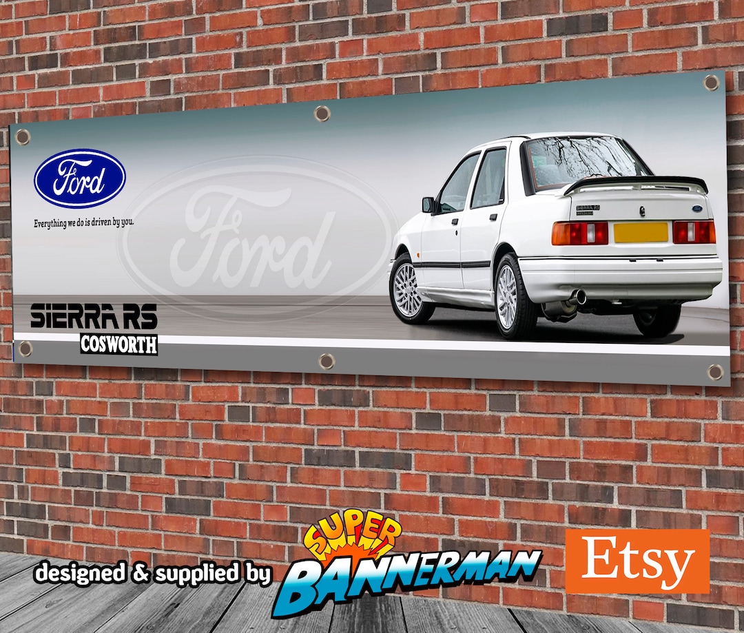 Ford Sierra RS Cosworth white PVC Banner for Garage, Workshop Etc - Etsy