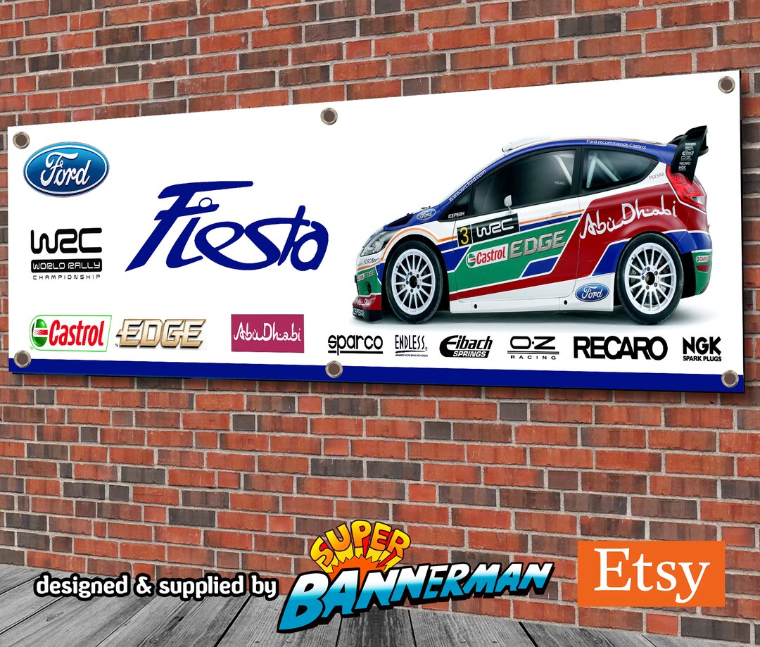 Ford Fiesta Mk7 WRC Rally Car Banner for Garage, Workshop, Showroom Etc ...