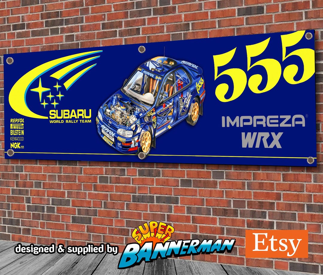 Subaru Impreza WRX 555 WRC Rally Car PVC Banner for Garage, Workshop ...