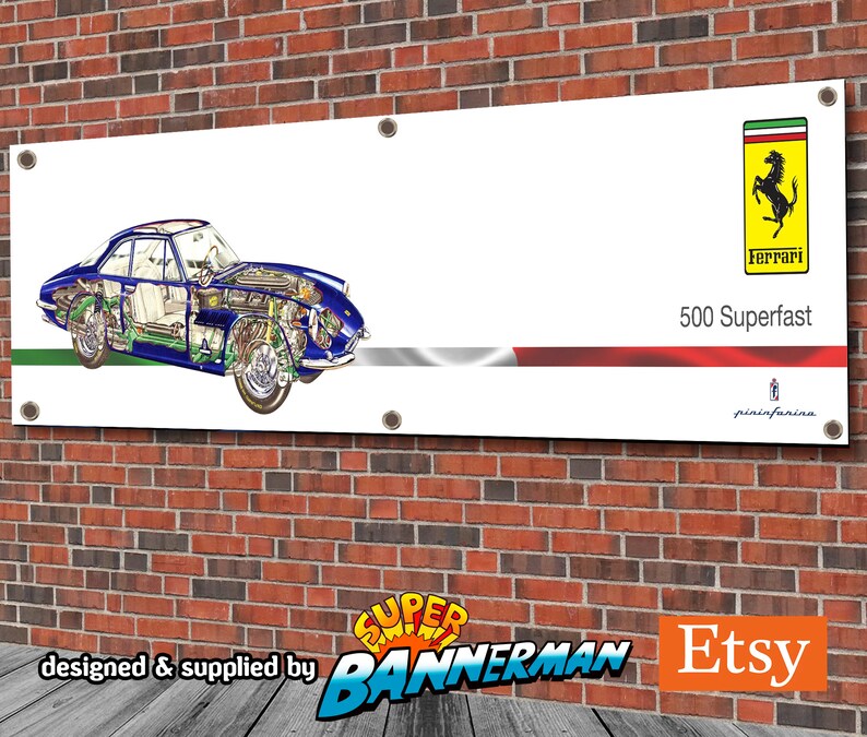 Ferrari 500 Superfast Cutaway Banner for Garage, Workshop, Showroom Etc ...