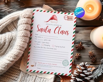 Letter to Santa Editable, Printable Santa Wish List Letters, Christmas ...