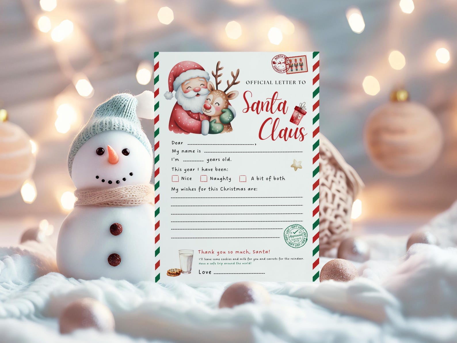 Letter to Santa Editable, Printable Santa Wish List Letters, Christmas ...