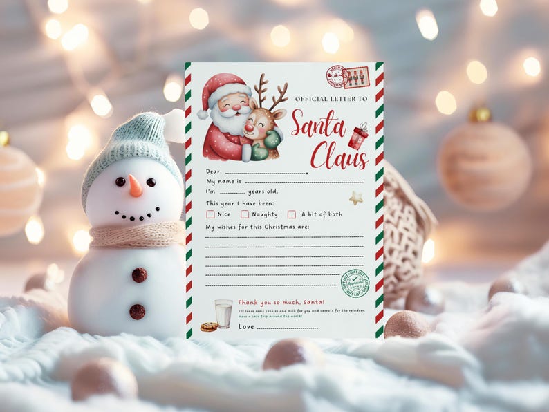 Letter to Santa Editable, Printable Santa Wish List Letters, Christmas ...