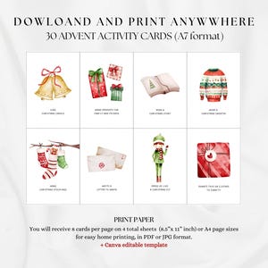 30 Editable Christmas Advent Activity Cards, Christmas Bucket List ...