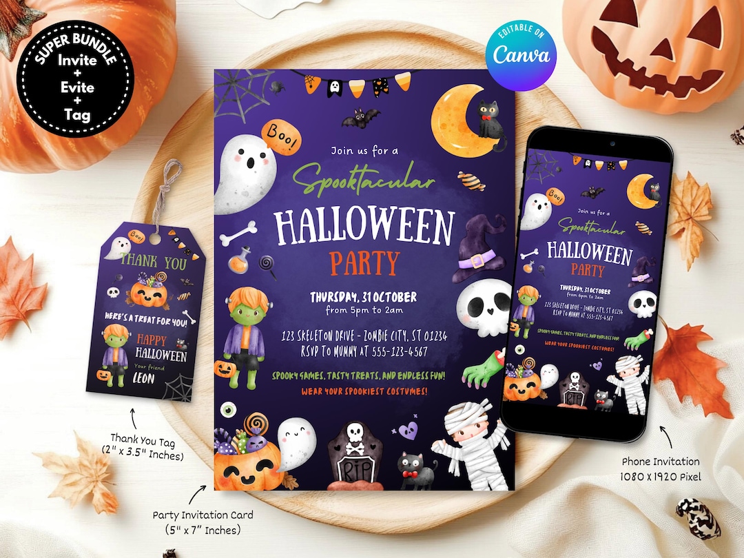 Editable Halloween Invitation, Halloween Party Invitation, Halloween ...