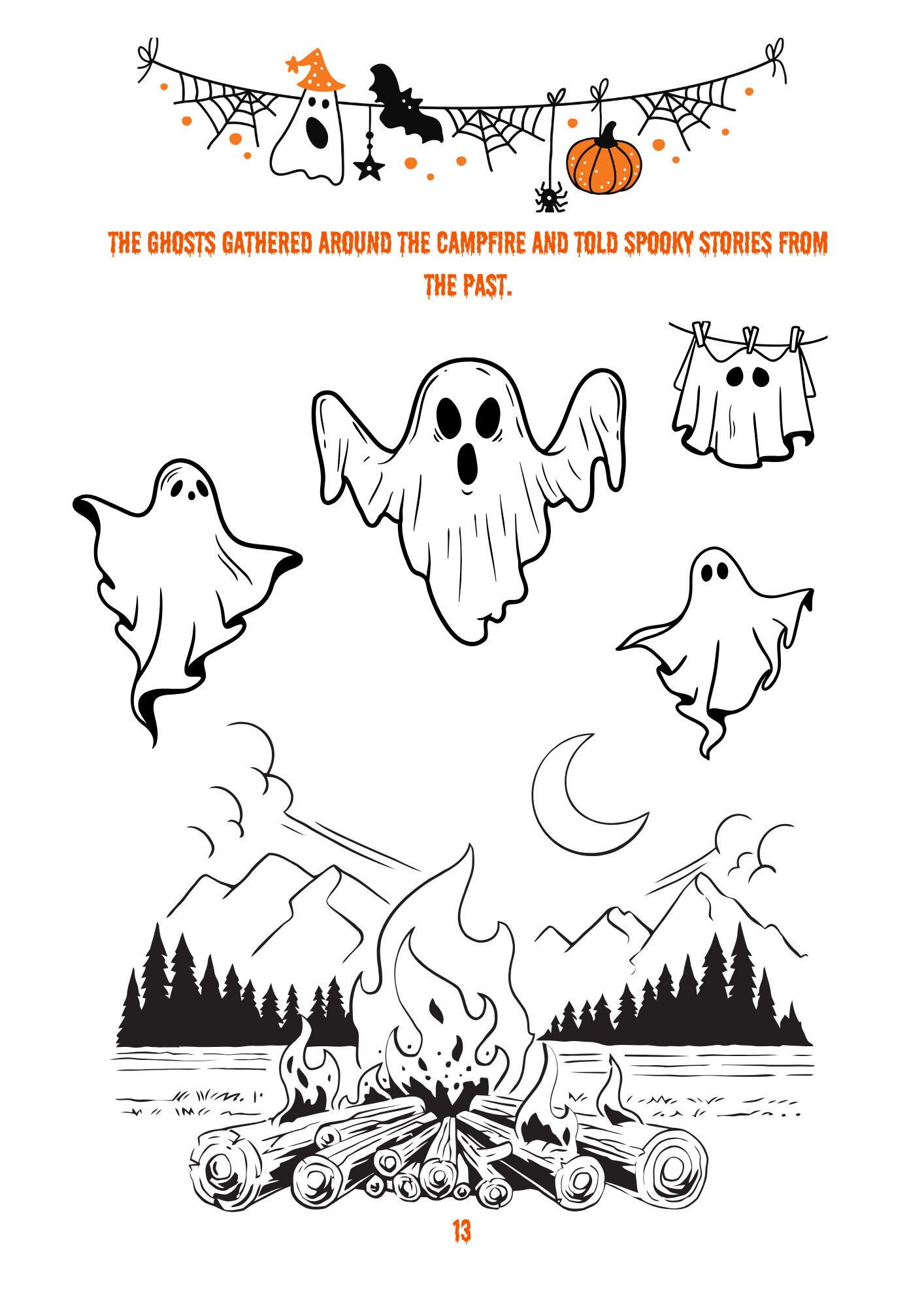 Halloween Coloring Pages for Kids With Matching Short Stories - Etsy