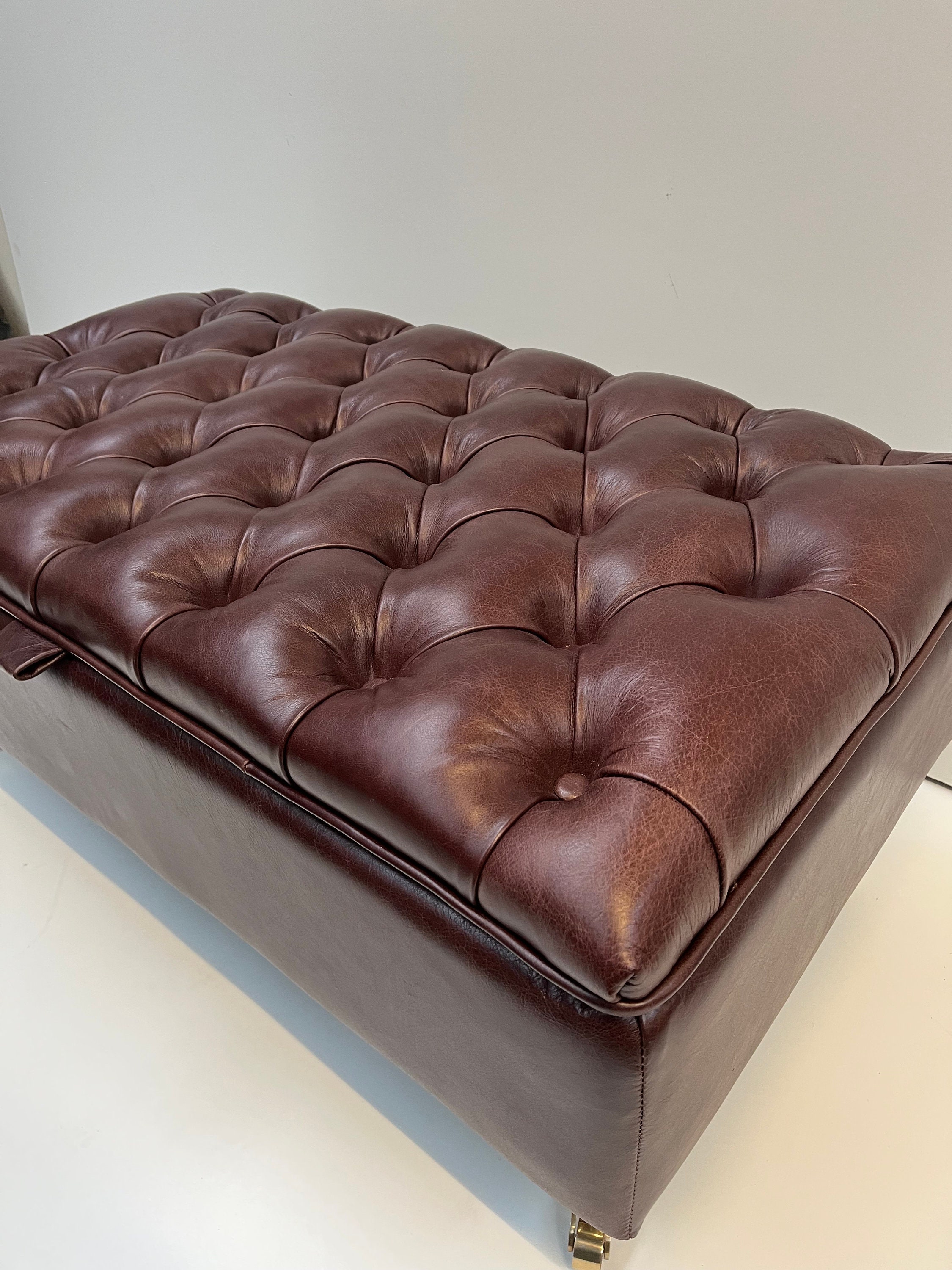Bespoke British Handmade Real Leather Chesterfield Storage Footstool - Etsy