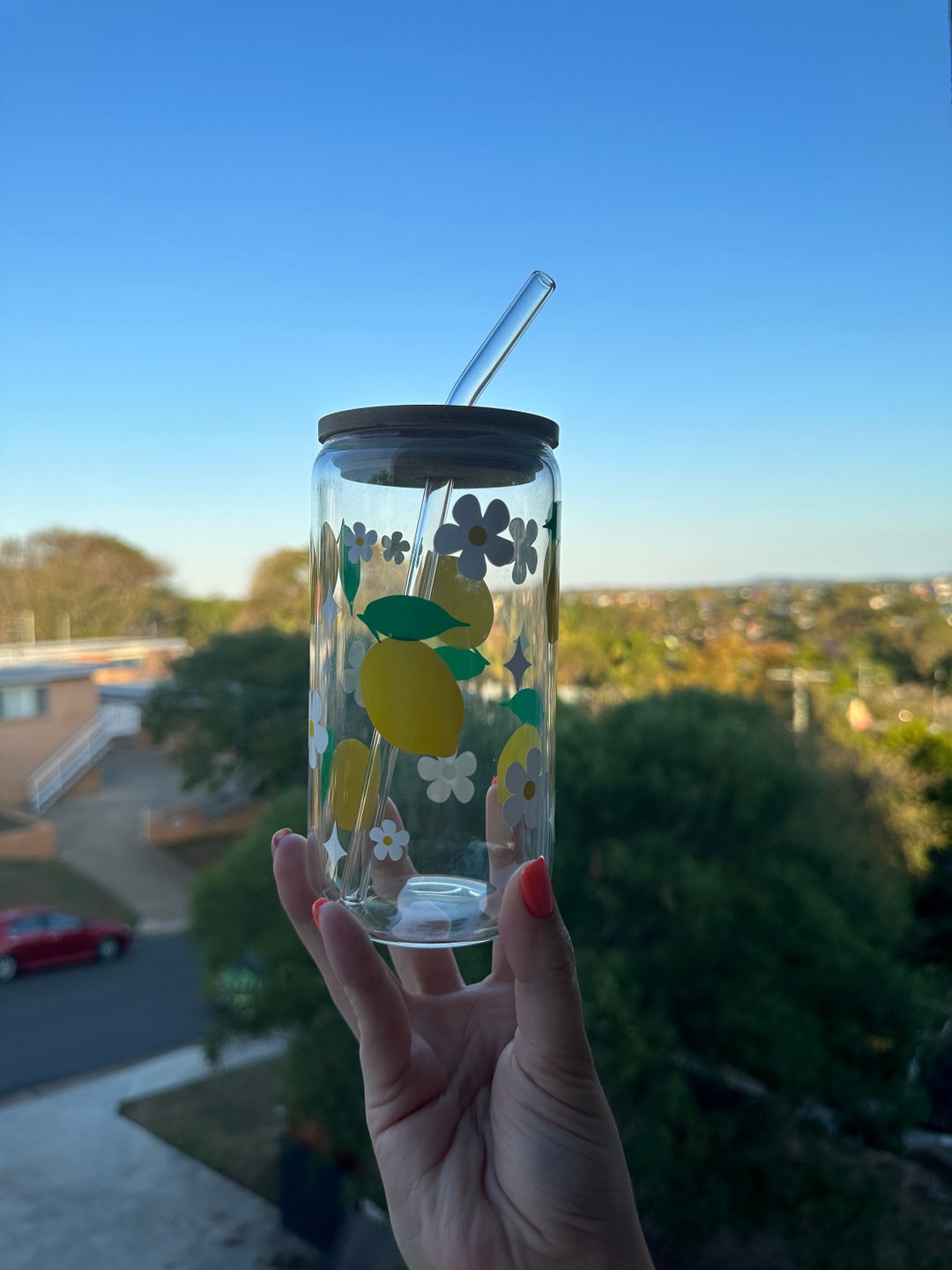 Lemon Summer Glass Cup - Etsy
