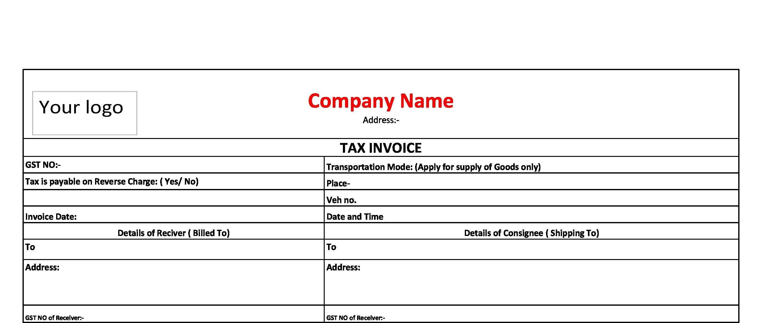 Tax Invoice, Tax Invoice Format, Invoice, Tax, GST (goods and Services ...