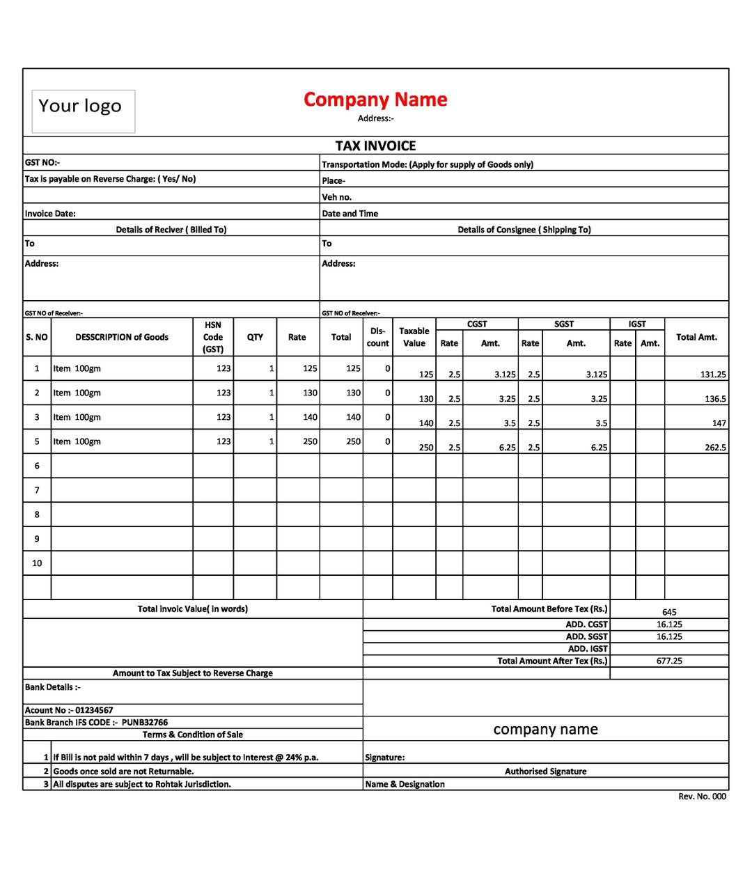 Tax Invoice, Tax Invoice Format, Invoice, Tax, GST (goods and Services ...